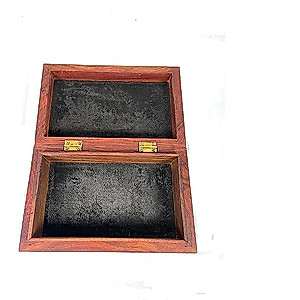 collectiblesBuy Handmade Wooden Box Hinged Lid Brown keepsake Unfinished Jewelry and DIY Crafts Storage Box for Women Jewel Organizer Golden Floral Print Decorative Wood Stash Boxes Walnut Finish