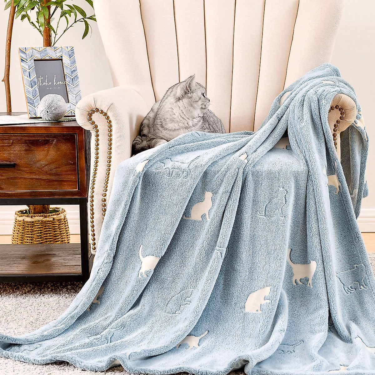 JINCHAN Dinosaur Glow in The Dark Blanket, Kids Throw Blanket for Boys and Girls Gift Green Lightweight Flannel Fleece Throw Blankets for Couch Bed Warm Soft Cozy Throw Winter Baby Blankets 40x60 Inch