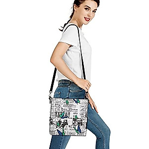 Coloranimal Womens Crossbody Handbags and Purses Vintage Poster Newspaper with Butterfly Print Bucket Top-handle Bags Large Work Satchel