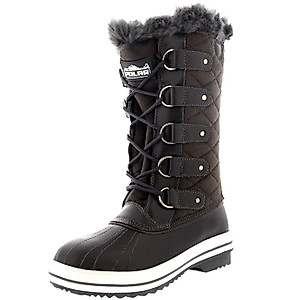 POLAR Womens Snow Boot Quilted Tall Winter Snow Waterproof Warm Rain Boot - 9 - GRS40 YC0007