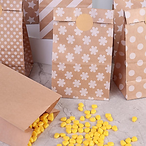 Shindel Paper Lunch Bags, 24PCS Party Favor Bags, 4.7" x 3.1" x 8.7" Goodie Bags with Stickers Lunch Paper Bags Polka Dot Striped Treat Bags For Kids Birthday Wedding Party