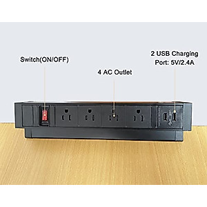 Desk Clamp Power Strip with 4-Outlet & 2 USB Ports, Desktop Power Outlet Clamp Mount Connect with 4.92ft Power Cord for Kitchen, Home, Office