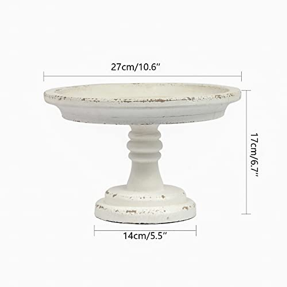 Rustic White Wood Pedestal Tray Stand for Table Decoration,Round Distressed Finished Cake Stand Dessert Table Display,Farmhouse Cake Stand Candle Holder Perfect for Weddings,Birthdays