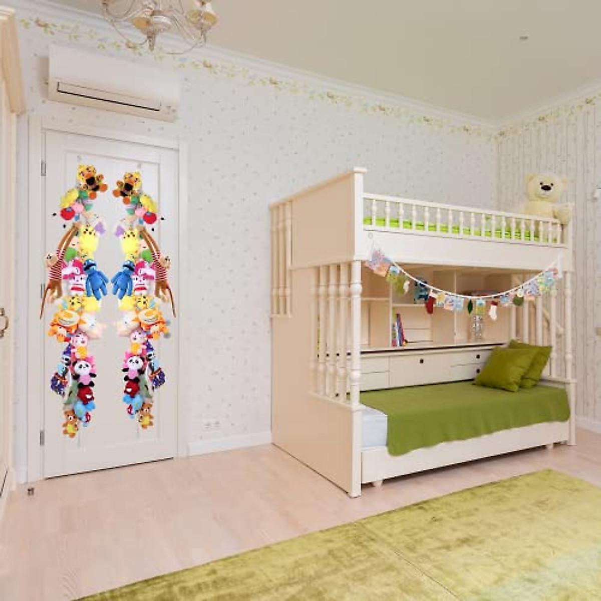 Stuffed Animals Storage Chain Organizers, LONCHDAN 80" Cotton Hanging Storage Chain with 20 Metal Clips Stuffed Animal Display Holder Chain for Wall or Corner Nursery Play Room