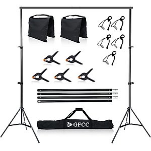 GFCC Photo Backdrop Stand Kit - 7FT x 10Ft Adjustable Background Stand for Photography Video Studio Support System with Carry Bag