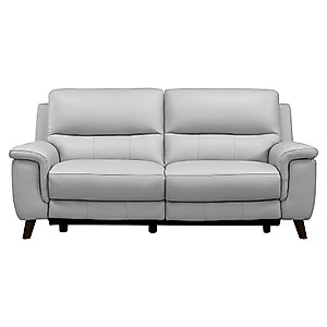 Armen Living Lizette Modern Power Reclining Sofa in Dove Grey Leather