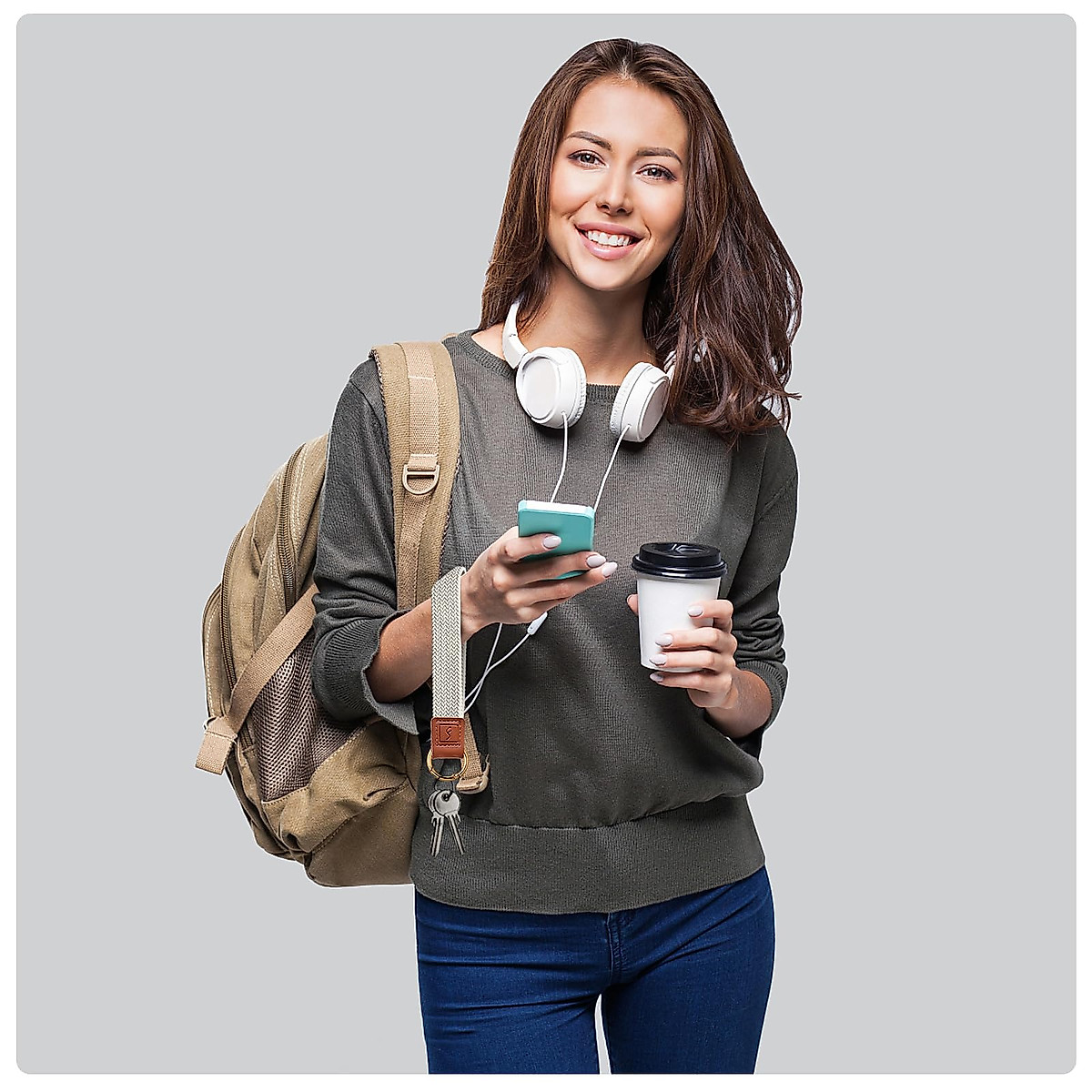 Fishent Stretchy Key Chain, Cute Keychain Wristlet, Woven Wrist Lanyard for Keys, Key Chains for Women Men Car Keys ID Badges Card Wallet Phone