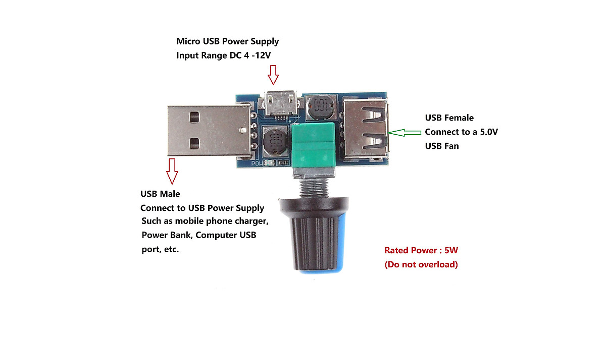NOYITO 5V USB Fan Speed Controller - Adjustable & Easy to Use