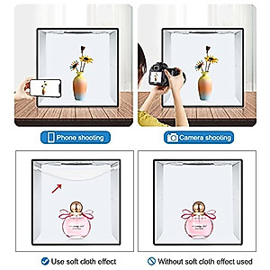 Photo Box 16" x 16" Quick Install Foldable Portable Studio Kit with Soft Light Cloth Professional Photography Equipment Adjustable White Light, Soft Light, Warm Light