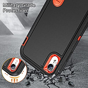IDweel iPhone XR Case with Build-in Kickstand,Heavy Duty Protection Shockproof Anti-Scratch Rugged Protective Durable Case Hard Cover for iPhone XR 6.1 Inch,Black/Orange
