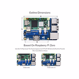 waveshare Pi Zero to Raspberry Pi 3B/B+ Adapter,Based on Raspberry Pi Zero to Reproduce The Original Appearance of The 3B Series,Alternative Solution for Raspberry Pi 3 Model B/B+