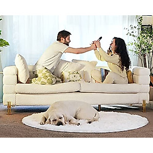 AMERLIFE Sofa, 3 Piece Set 85 inch Oversized Sofa- Comfy Sofa Couch, 3 Seater Sofa and Loveseat for Living Room- Bouclé Deep Seat Sofa White