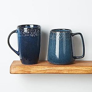 HYTYSKAR 24 OZ Extra Large Ceramic Coffee Mug, Jumbo Coffee Mugs, Big Tea Cups with a Large Handle for Office and Home, Microwave and Dishwasher Safe (24 OZ Star Blue)