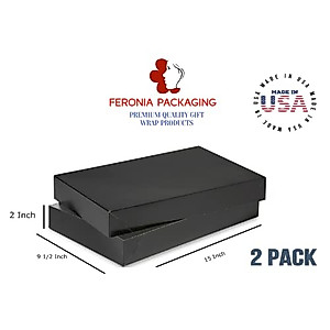 Feronia Packaging Apparel Boxes 2 Pack Men Shirt Box Women Dress Boxes Premium Gift Wrap and Art Supplies for Birthdays, Holidays, or Presents (Black)