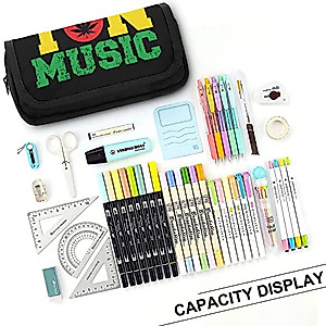 I Love Raggaeton Music Large Capacity Pencil Case Multi-Slot Pencil Bag Portable Pen Storage Pouch with Zipper