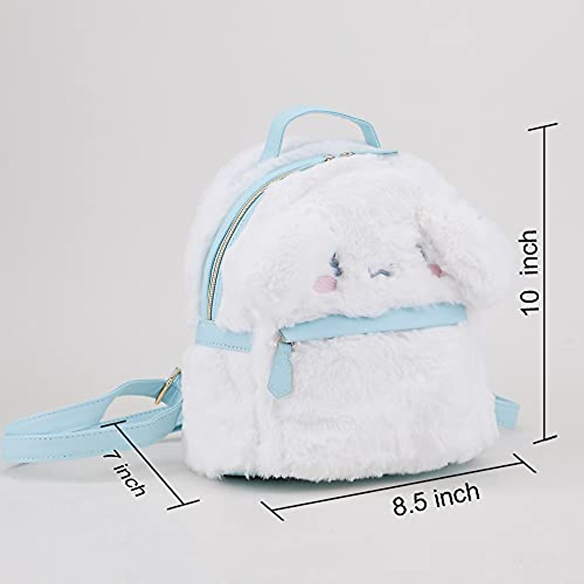 Cute Small Furry Cinnamoroll Dog Melody Backpack Plush Backpack Cute Girl Bag My Melody (white)