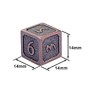 HEIMDALLR Metal Dice Set D&D 4D6s - 4pc Metal Dice Set w/Velvet Dice Bag - D&D Dice Set D&D (Dungeons and Dragons Dice Set) for RPG - Blacksmith Craft Dice (Weathered Bronze)
