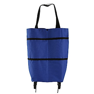 600D Oxford Cloth Folding Shopping Cart/ Rolling Utility Cart/ Retractable Shopping cart/ Car Organizer Cart Shopping Bag Satchel Carry Bag