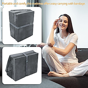 QIUBABYO Multifunctional Foldable Portable Mattress,Foldable Sofa Mattress with Lumbar Support&Buckle Straps for RV Yoga Living Room Bedroom Guest Room Home Office（Dark Gray）
