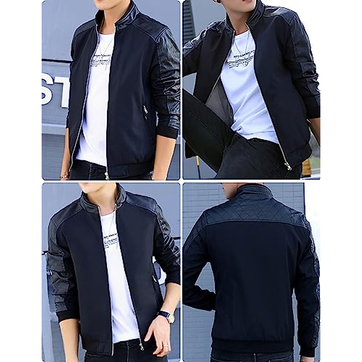 Springrain Men's Lightweight Bomber Jacket Zip Up Windbreaker Softshell Outdoor Jacket Coat (Large, Black)