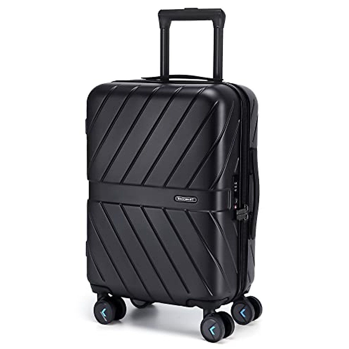 BAGSMART Carry On Luggage 22x14x9 Airline Approved, 1OO% PC Lightweight Carry On Hardside Suitcase, 20 Inch Hard Shell Luggage with Spinner Wheels, Waterproof Rolling Suitcase for Men and Women, Black