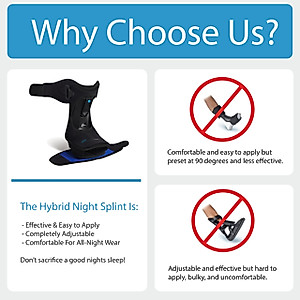 Ovation Medical Hybrid Night Splint - Comfortable and Supportive Plantar Fasciitis Night Splint - Premium Nighttime Foot Brace for Heel Pain - Combination Posterior and Dorsal (Small-Medium)