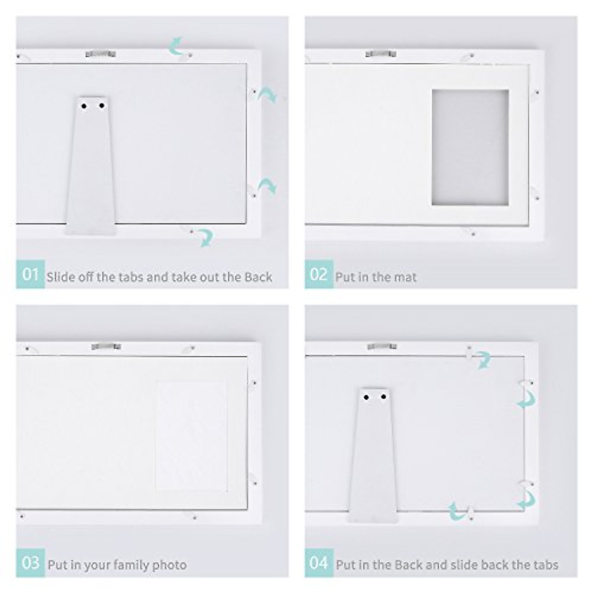 NWK DIY Family Photo + Family Hand/Footprints Kit with 10 X 17inch Elegant White Wood Picture Frame, Non-Toxic Watercolor Paints, Baby Shower Adoption Father's Day Gift for New Mom Dad (with Ink pad)