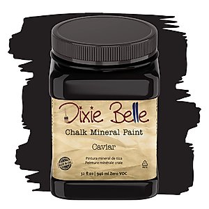 Dixie Belle Paint Company Chalk Finish Furniture Paint | Caviar (32oz) | Matte Black Chic Chalk Mineral DIY Furniture Paint