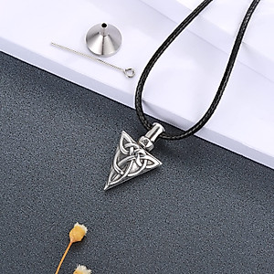 MANBU Sterling Silver Urn Necklace for Men: Arrowhead Memorial Pendant Cremation Ash Jewelry Bereavement Keepsakes Gift for Loss of a Loved One (style 4)