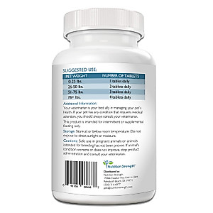 Nutrition Strength Vitamin C for Dogs to Support Cardiovascular Health, Help Strengthen The Immune System, Boost Free Radical Defenses and Sustain Collagen Synthesis, 120 Chewable Tablets