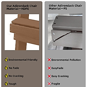 enprisoe Adirondack Chairs, HDPE All Weather Adirondack Chair, Fire Pit Chairs (Teak)