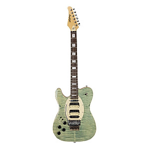 GoDpsMusic 6 String Solid-Body Electric Guitar, Left-Handed Grass-Stained Blue Jean (ST-ET-LH-HYBRID-FL-FMBLJ-KIT)