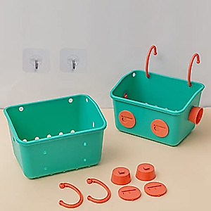 LUFOFOX Bath Toy Storage Organizer Basket, 3 Layers Colorful Robot Modeling Wall Mounted Kids Hanging Shower Caddy with Hooks for Shampoo