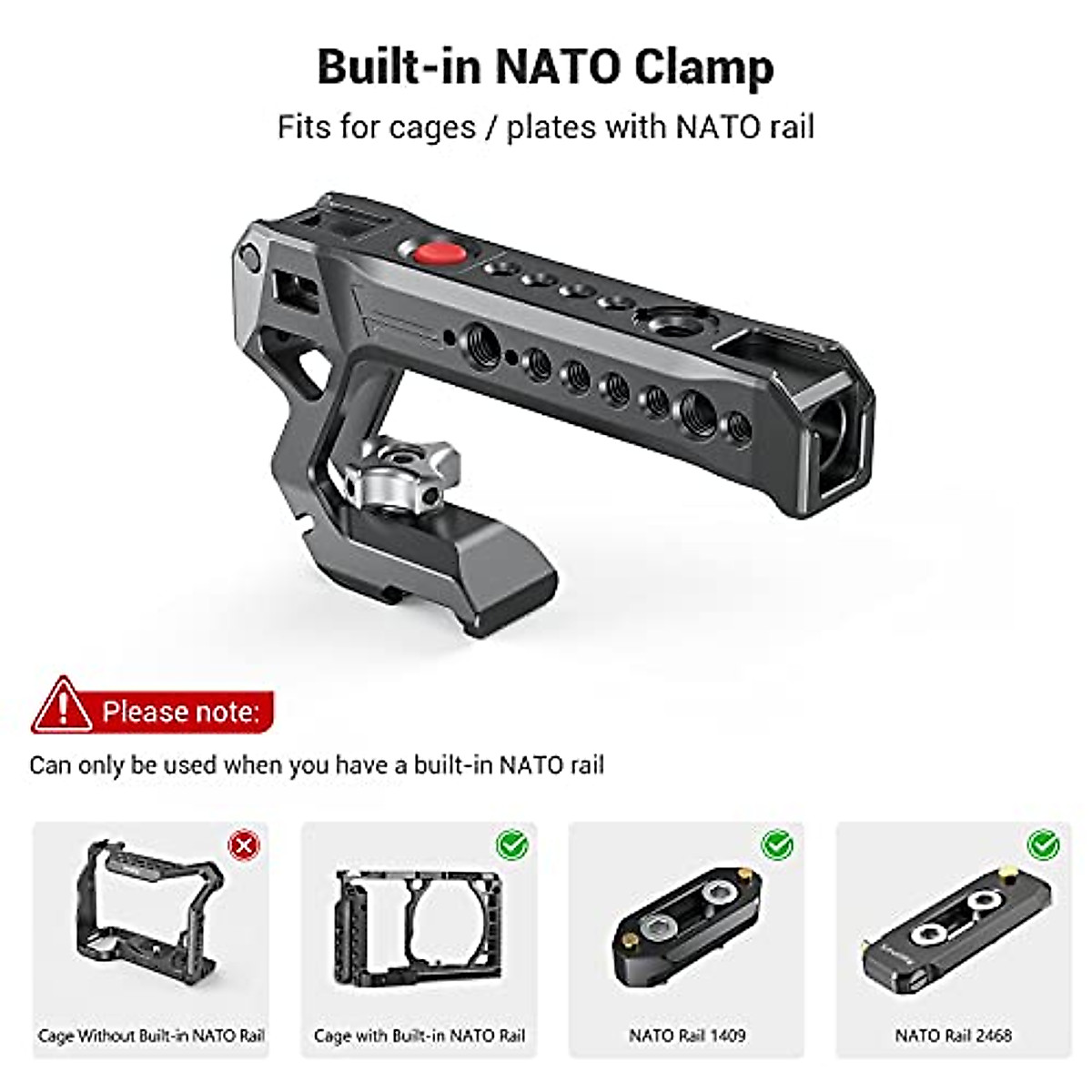 SmallRig NATO Top Handle with Record Start/Stop Remote Trigger for Sony/for Panasonic/for FUJIFILM/for Z CAM Cameras - 3322