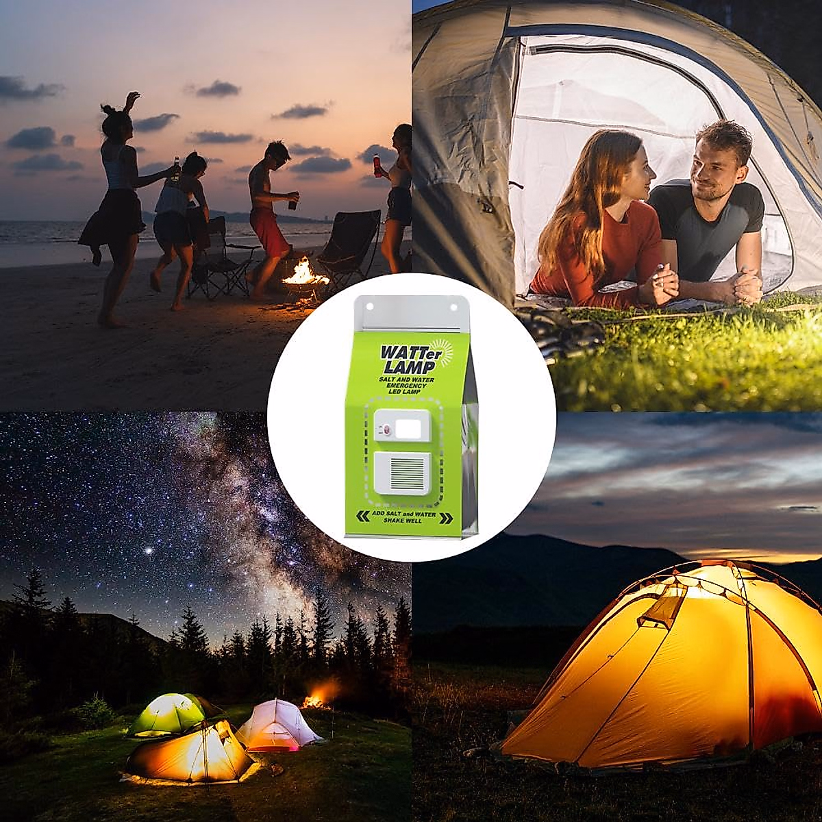 RJSQAQE Salt Water Lamp Emergency Lighting,Portable Salt Water Light Bag,No Battery Camp Lighting Emergency Night Light,3 LED Camping Lantern Survival Gear for Outdoor Activity(No Salt Included)