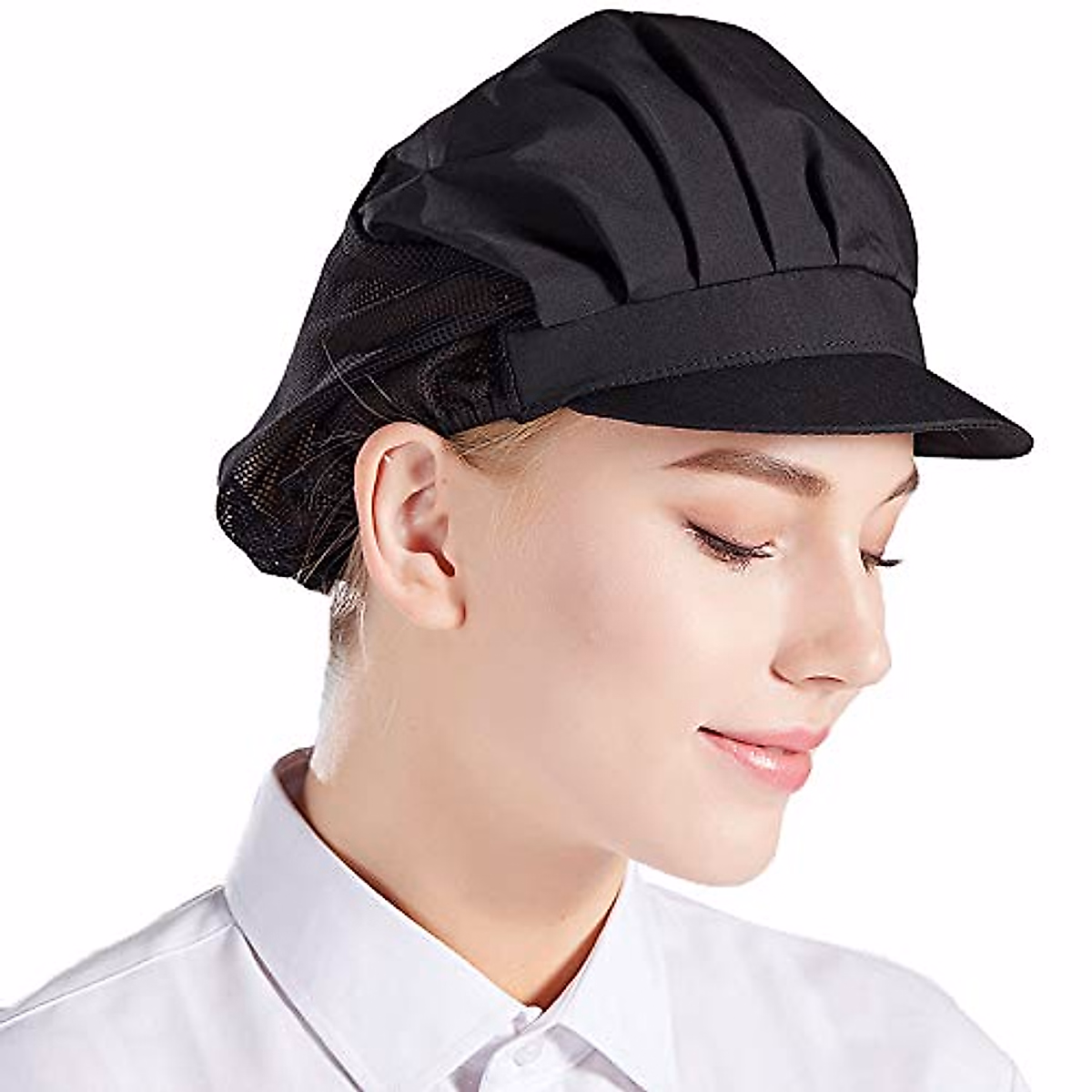 Nanxson 3pcs Chef Hat Kitchen Cooking Chef Cap Food Service Hair Nets CF9033 (Black*3pcs, one Size)