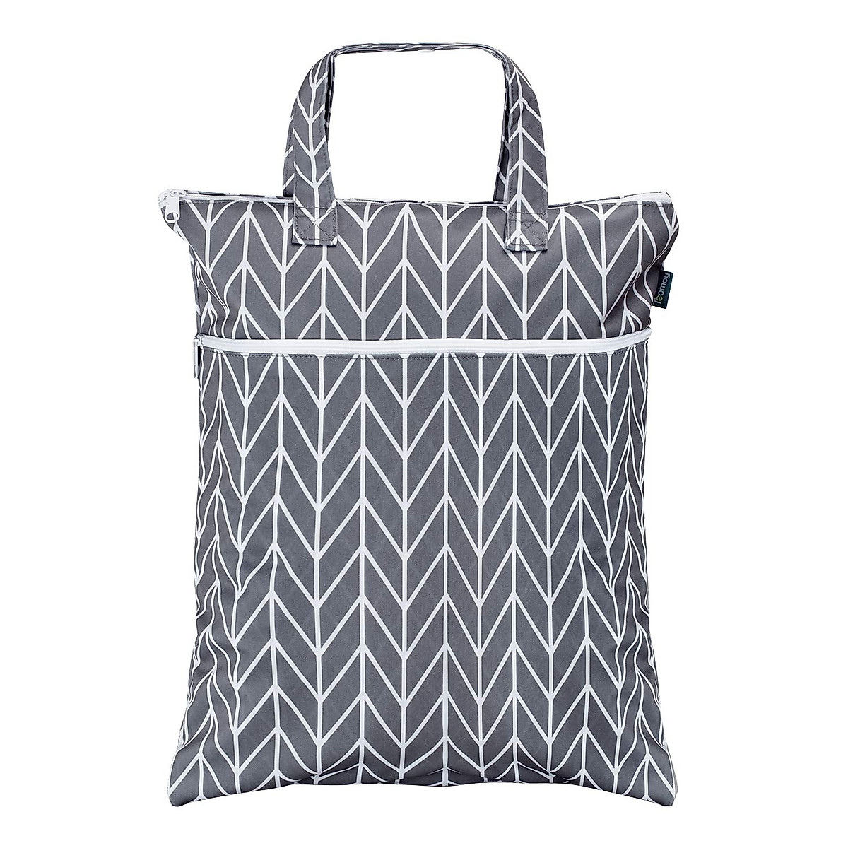 Teamoy Travel Hanging Wet Dry Bag Organizer (17.3 x 13.4 inches) with Two Compartments for Cloth Diaper, Laundry, Swimsuits and More, Easy to Hang Everywhere(M, Gray Arrow)