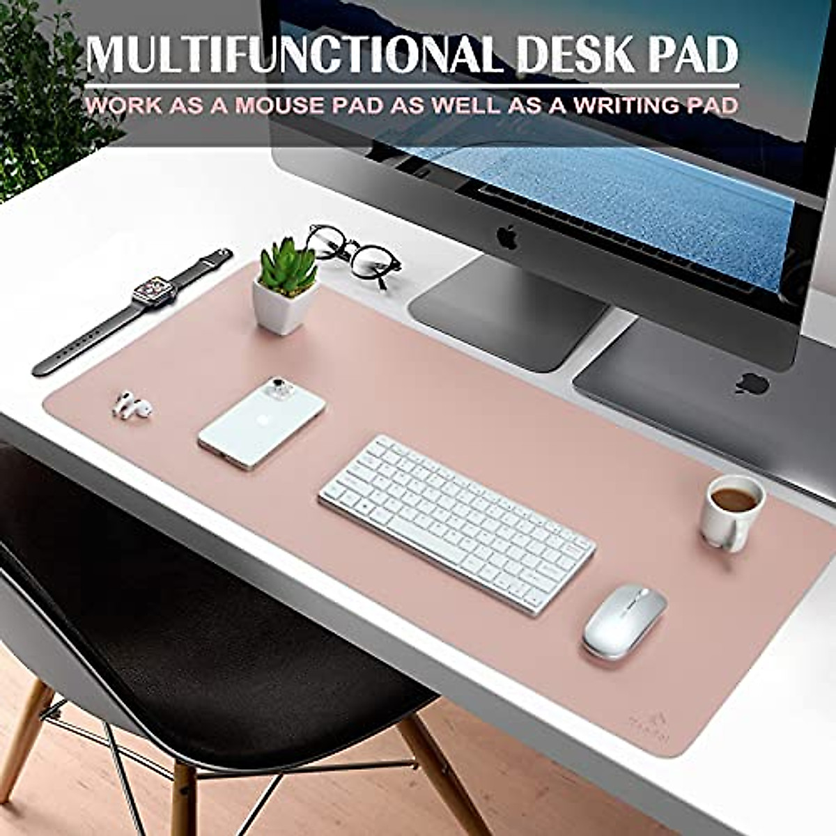 K KNODEL Desk Mat Waterproof for Desktop, Leather Desk Pad for Keyboard, Mouse Pad Protector for Office and Home (Pink, 31.5" x 15.7")