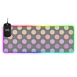 Polka Dot Wireless Charging Mouse Pad for Mobile Phone Extra Large Gaming Mousepad with 13 Lighting Modes Keyboard Mat for Office Home Gaming MacBook PC Laptop Desk