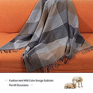 Farridoro Lambswool Fringe Lightweight Throw Blanket 51inches with 78inches All Season Use Soft Throw Blankets for Bed Couch Sofa Camping Chair Outdoor