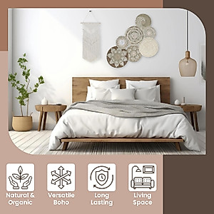 BOHO11 Boho Wall Decor Handcrafted Seagrass Boho Baskets Large Rustic Farmhouse Wall Decor; Round Woven Wicker Above Sofa or Bed Wall Decor (SeaVibe BOHO)