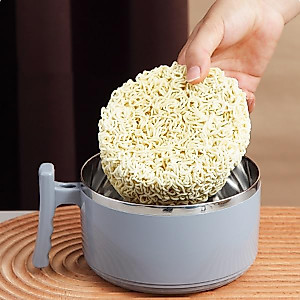 LLSB Stainless Steel Noodle Bowl with Lid Fast Food Cup Rice Bowl Spoon Chopsticks Cutlery Set