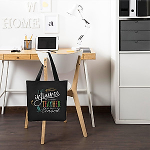 ELEGANTPARK Funny Teacher Gifts for Women Teacher Appreciation Gifts from Students Birthday Graduation Valentines Day Christmas Gifts for Teacher Tote Bag Black Cotton Canvas with Interior Pocket