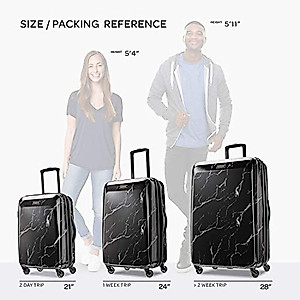 American Tourister Moonlight Hardside Expandable Luggage with Spinner Wheels, Black Marble, 3-Piece Set (21/24/28)