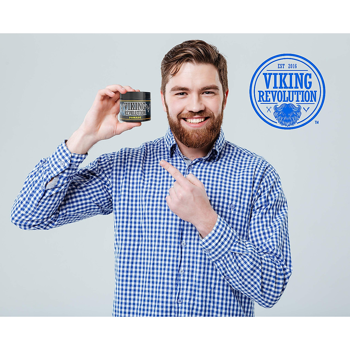 Viking Revolution Pomade for Men 4oz - Firm Strong Hold & High Shine for Classic Styling - Water Based & Easy to Wash Out (Firm, 1 Pack)