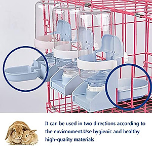 chenming Rabbit Water Bottle,17oz Hanging Automatic Small Animal Water Bottle Bowl,Pet Cage Suspended Automatic Water Dispenser for Rabbits Hamsters Chinchillas Hedgehogs Ferrets (Blue)