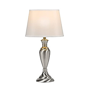 Catalina 21415-000 Transitional 3-Piece Metal Floor & Table Lamp Set with Linen Shades, 59" and 24", Brushed Nickel