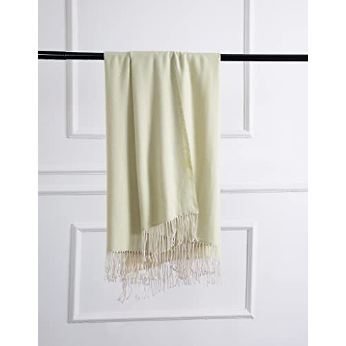 Panku Decorative Herringbone Faux Cashmere Blanket Throw with Fringe, Lightweight Soft Cashmere Like Chevron Throw Blanket with Tassels for Couch Sofa Chair, Farmhouse Boho Blanket 50x60 Sege Green