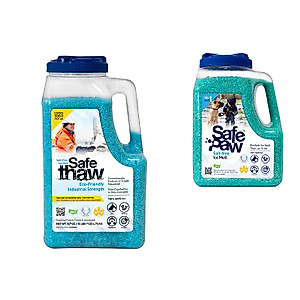 Safe Paw & Safe Thaw Combo for Ice Melt, 100% Safe for Pet People Property & Planet, Salt & Chloride Free, No Concrete Damage, Fast Acting Formula (8lbs+10 lbs - Jug)