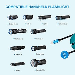 OLIGHT MCC3-C Reel Charger Upgraded Magnetic Charging Cable ONLY for Odin/Odin Mini/PL-Pro/Baton3 Series/Warrior Mini2/Perun 2/Perun 2 Mini/Seeker 3 pro/Warrior X3/Arkfeld/Arkfeld UV (Blue)